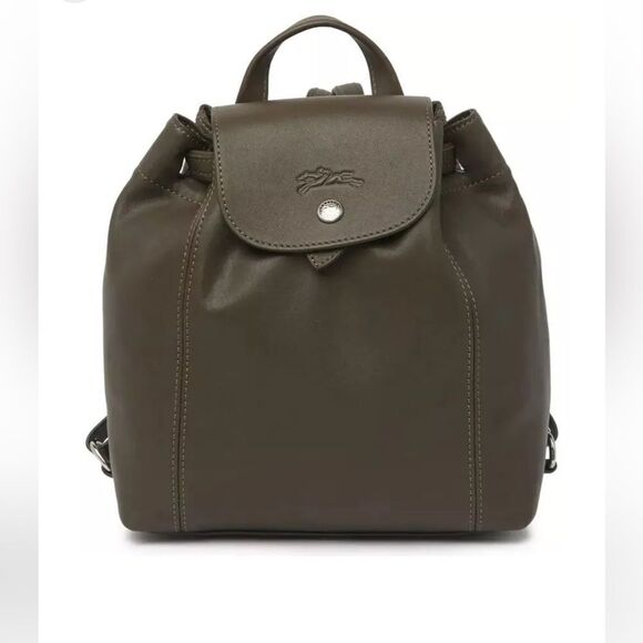 Longchamp | Bags | Longchamp Le Pliage Cuir Xsleather Backpack In Khaki ...